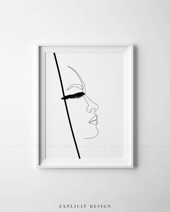 Abstract Face Printable Minimalist Profile Art Simple