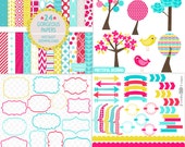Items similar to Digital Scrapbook Kit Scrapbooking Bright Paper ...