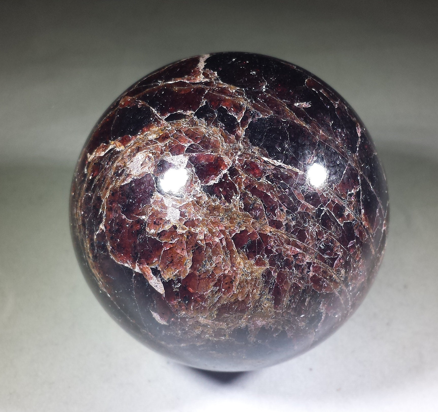 LARGE GARNET Sphere Natural Stone Hand Carved Gemstone Sphere