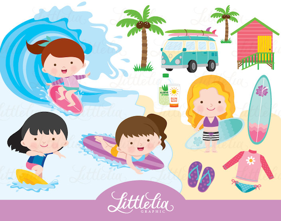 surfer girls clipart beach clipart 16022