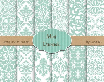 Mint damask | Etsy
