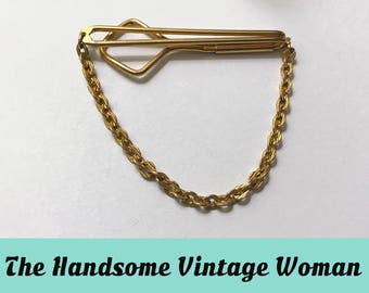 Tie bar with chain | Etsy
