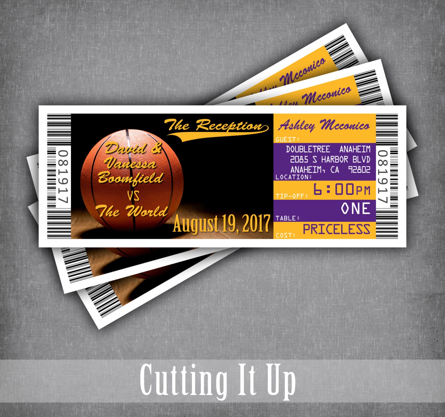 Basketball Wedding Ticket Place Cards Seating Cards Escort Basketball Wedding Ticket Place Cards Seating Cards Escort