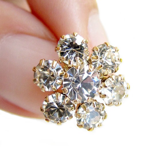 20 Crystal Rhinestone buttons Gold plated wedding