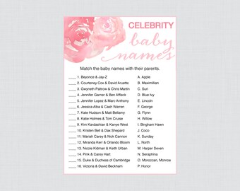 Celebrity Baby Name Match Game Printable Gold Confetti Baby