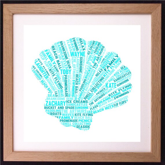 Personalised Scallop Shell Word Art Gift