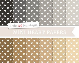 Mini Hearts Digital Papers Pastel Scrapbooking Backgrounds