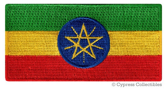 ETHIOPIA FLAG PATCH iron-on embroidered applique Top Quality