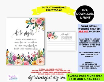 Date Night Jar Sign Date Night Ideas Cards Printable