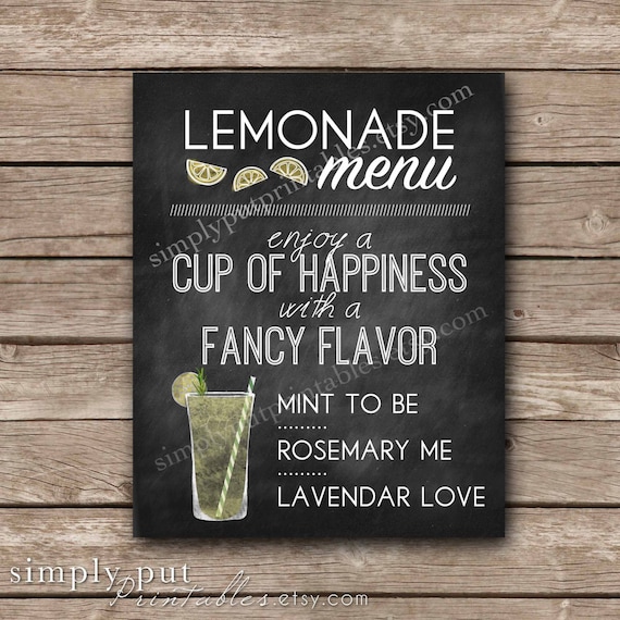 Items Similar To Lemonade Menu Chalkboard Party Sign Lemonade