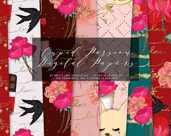 Valentine's Day Paper Pack Love Digital Patterns Love