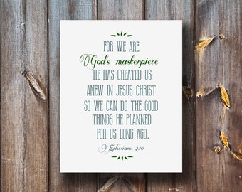 I am God's Masterpiece Printable wall decor Bible verses