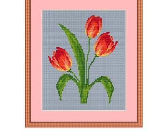 Tulip cross stitch | Etsy