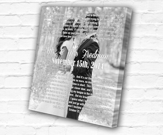 First Dance Lyrics/ Wedding Canvas Photo Decor Words Vows
