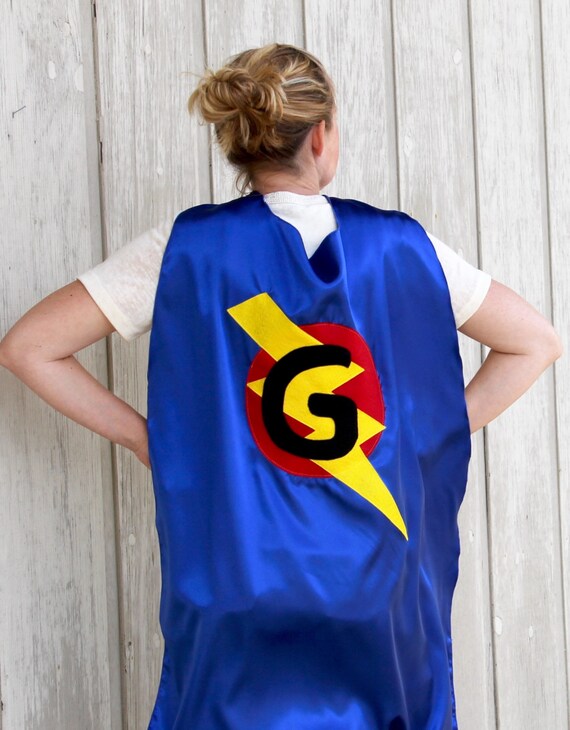 Ships Fast ADULT SUPERHERO CAPE Personalized Initial