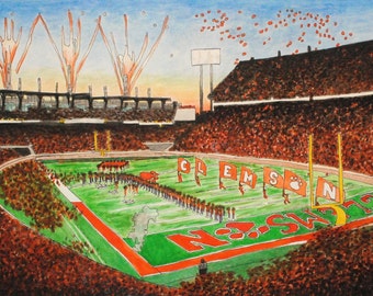 Clemson watercolor | Etsy