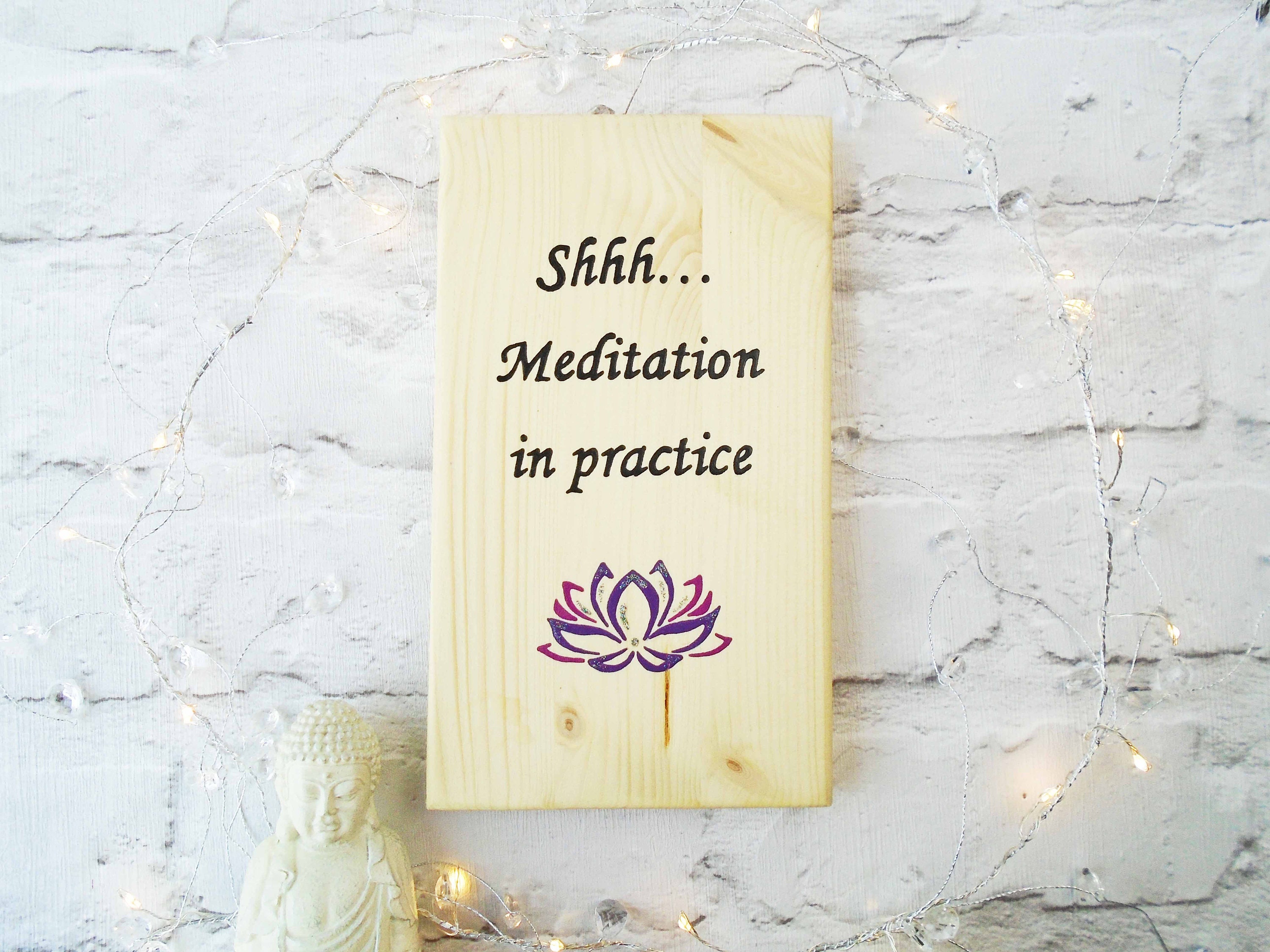 Meditation wooden plaque Sign for meditation school