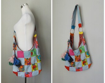 Patchwork denim bag | Etsy