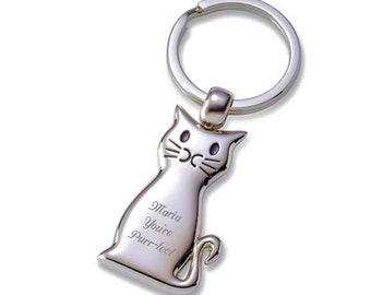 Personalized Cat Keychain Custom Keychain Engraved Wood