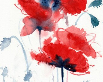Poppy art print | Etsy