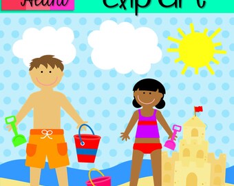 Beach Themed Scrapbook Kit Beach digital papers Beach clip