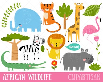 Safari Baby Animals Clipart / Jungle Animals Clipart / Zoo
