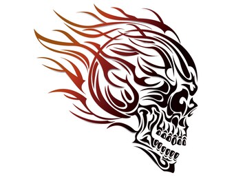 Flaming skull decal | Etsy
