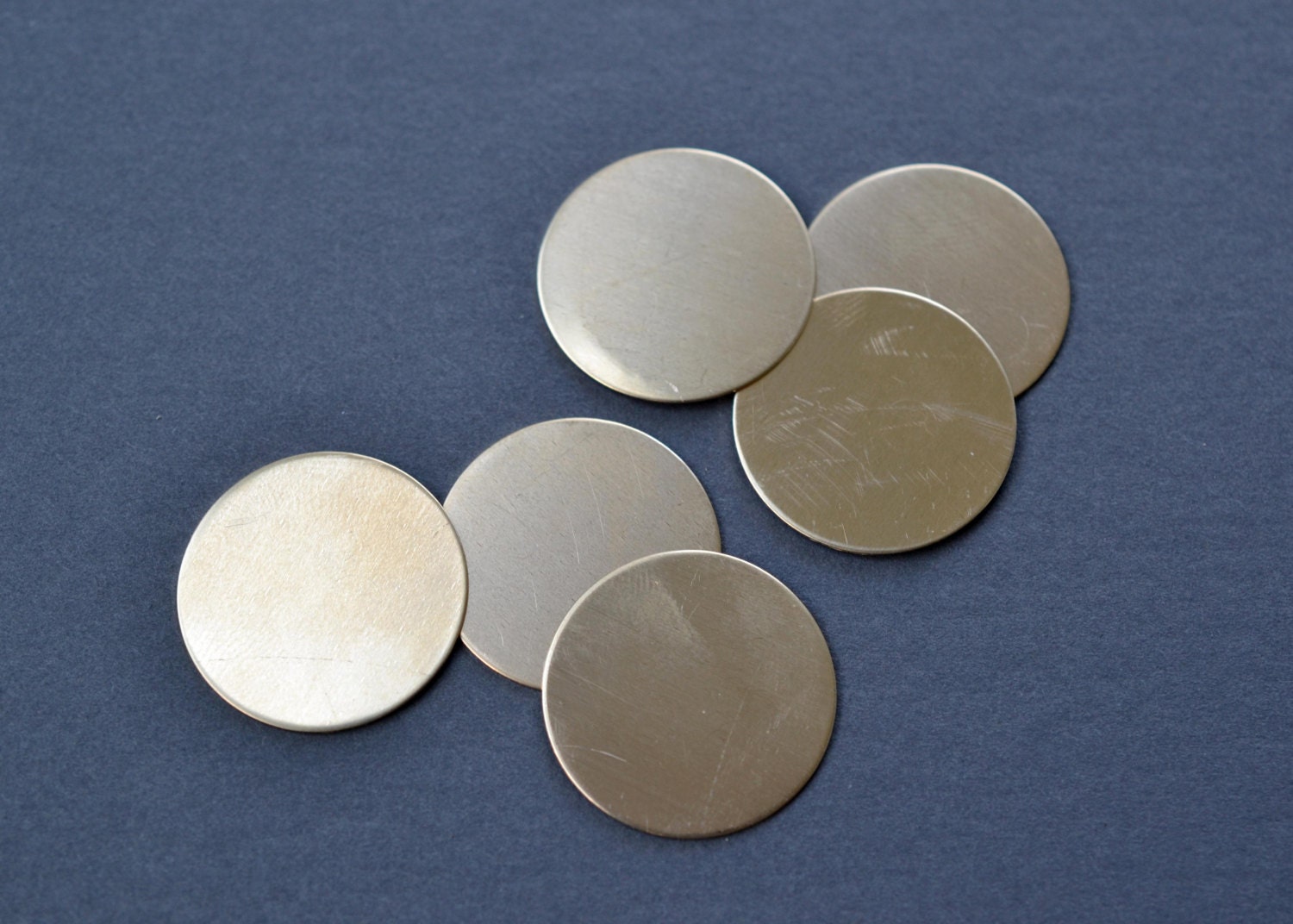 1 inch diameter round brass discs qty 6 raw brass disk
