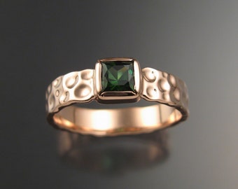 Green Tourmaline square Moonscape ring Emerald substitute