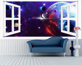 Space wall mural | Etsy
