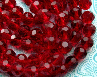 Red crystal beads | Etsy