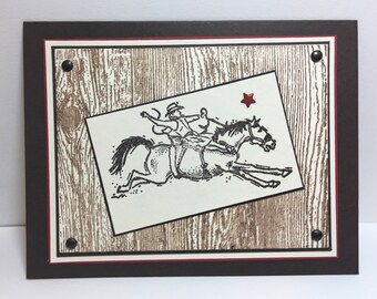 Saddle Bronc drawing of a rodeo cowboy riding a bronc at the