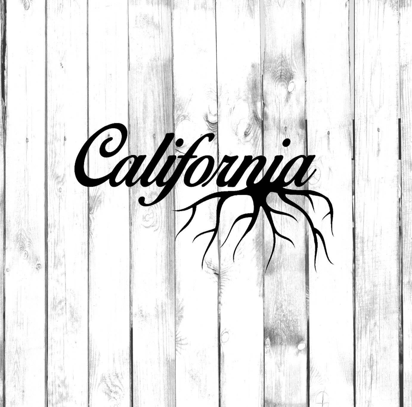 Rooted in California Cursive Text