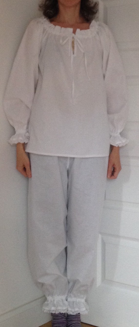 Victorian style winter pyjamas set long sleeves camisole