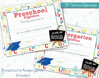 INSTANT Download Preschool GRADUATION Diploma for Girl