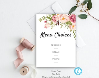 Menu insert | Etsy