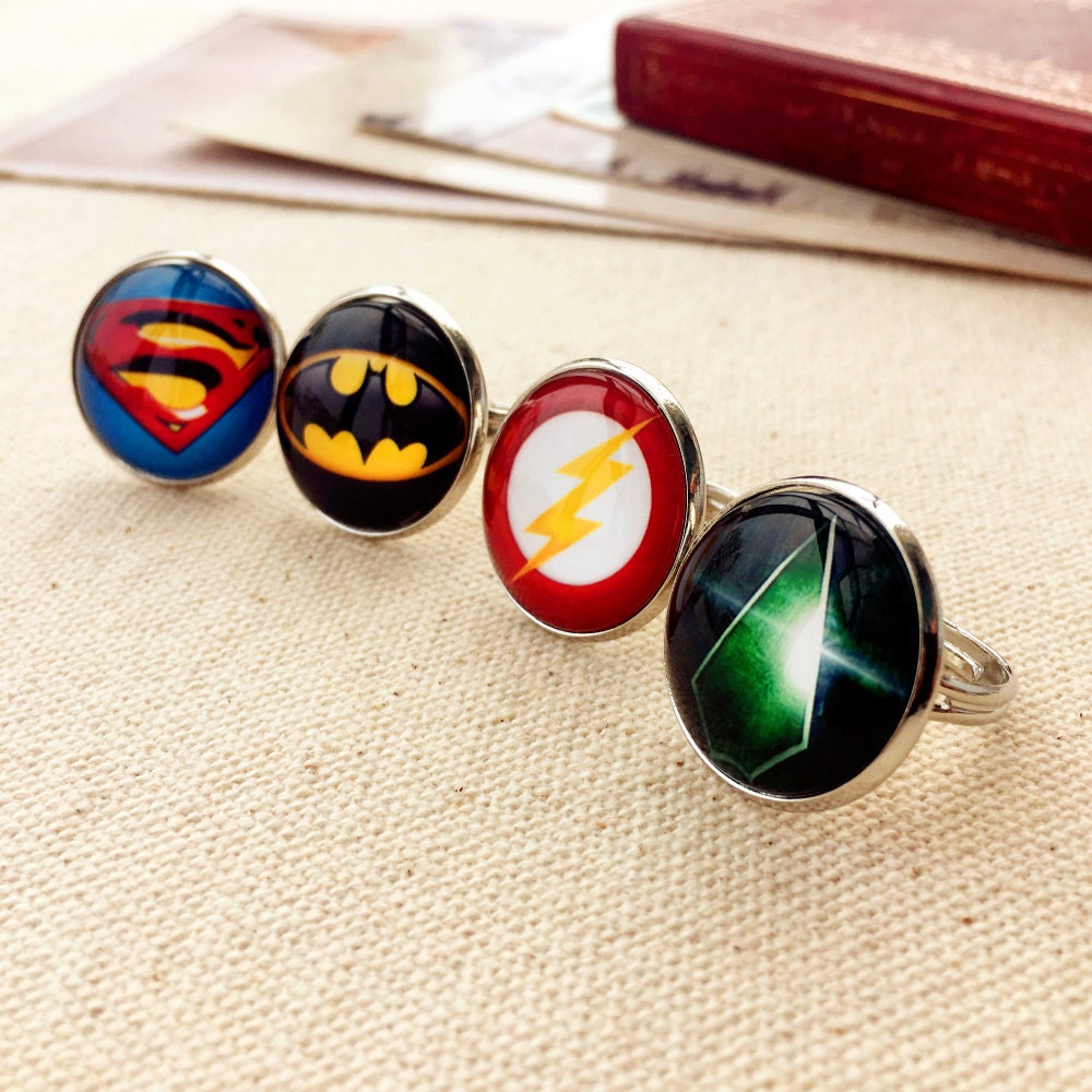 Justice League Ring Superhero Ring Plating steel color cool