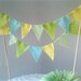 Cake Bunting Pennant Flags Cake Topper Aqua Lime Chartreuse