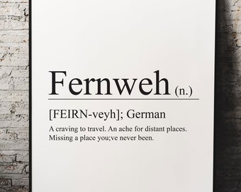 Fernweh German Travel Quote Modern Print Art Printable Poster