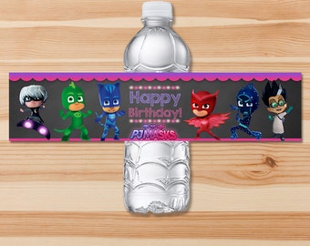 Pj mask water label | Etsy