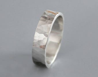 Small Rounded Shield ring in Sterling Silver hammered silver
