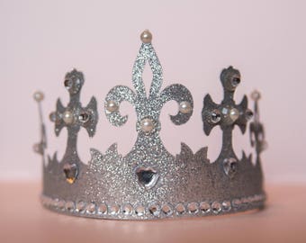 Silver glitter crown | Etsy
