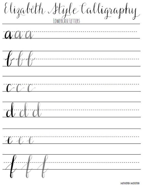 Modern Calligraphy Practice Worksheets | Lowercase Letters ...