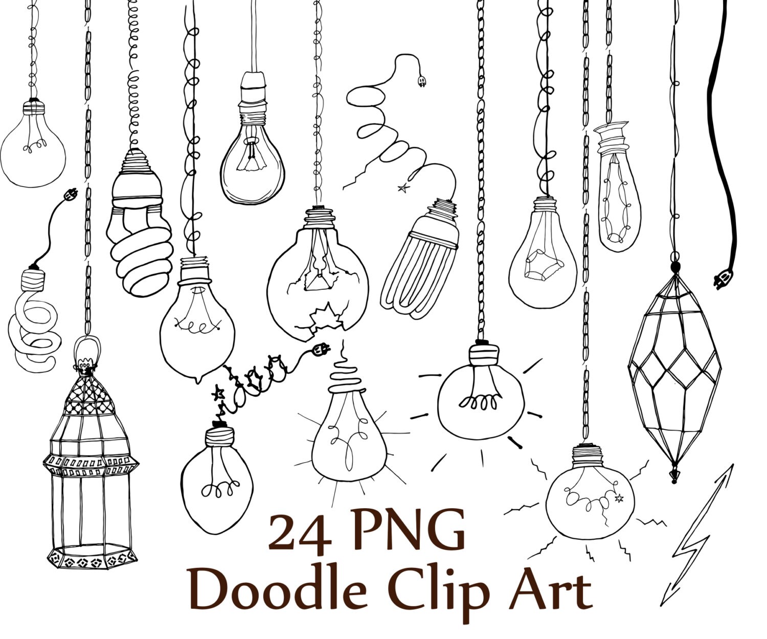 Lightbulb doodle clipart: DOODLE CLIP ART Light