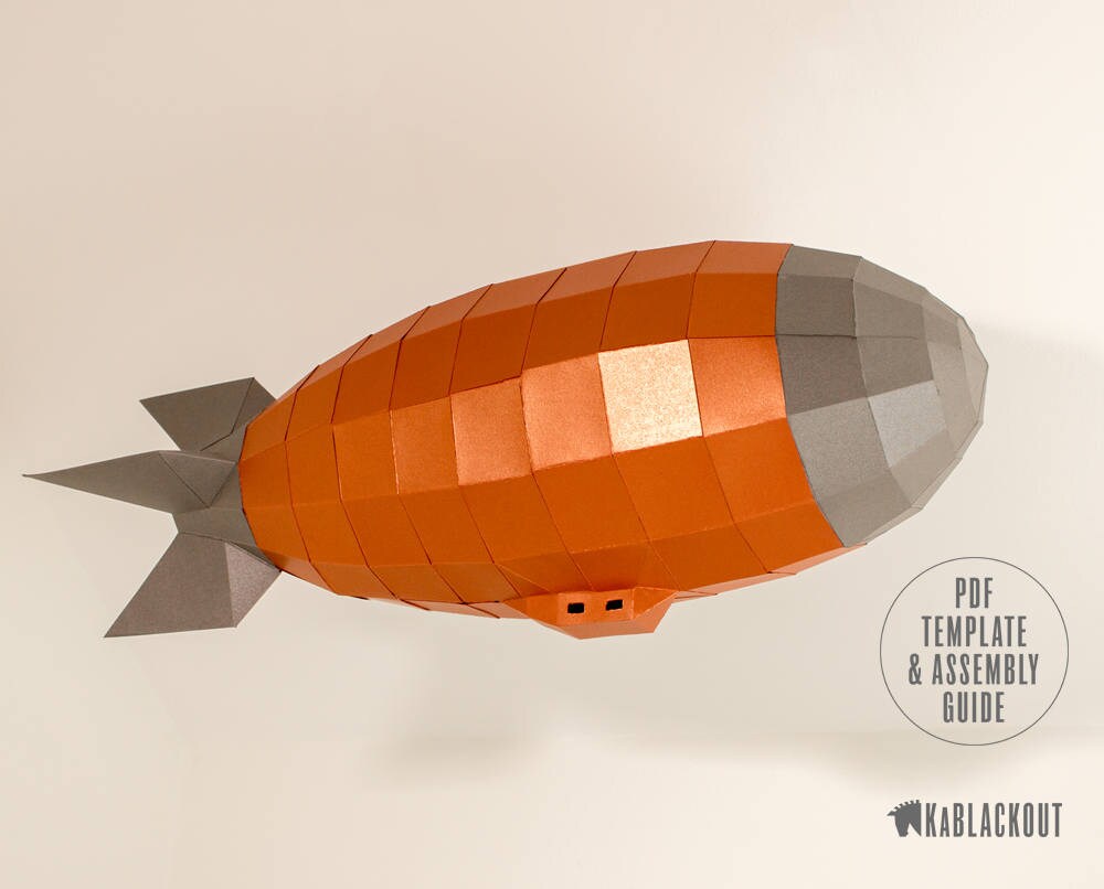 Low Poly Airship, Steampunk Airship, Airship Papercraft, Paper Model ...