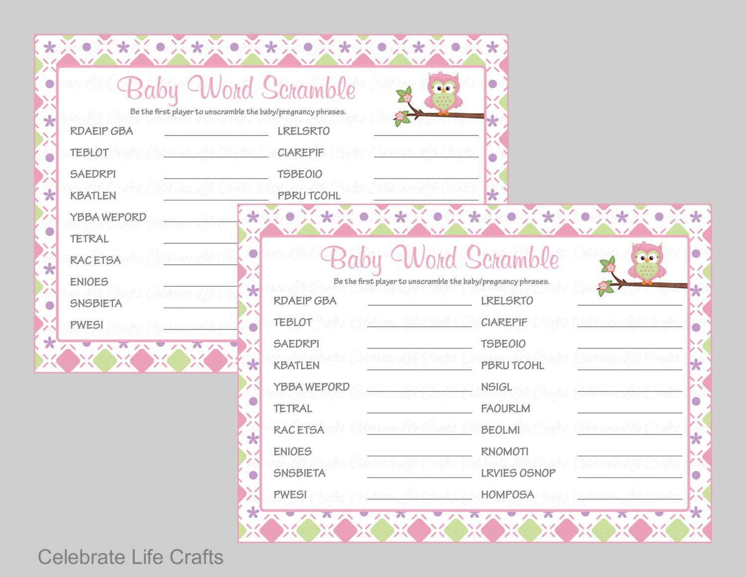 Baby Shower Word Scramble And Answers Baby Shower Word Scramble Game 