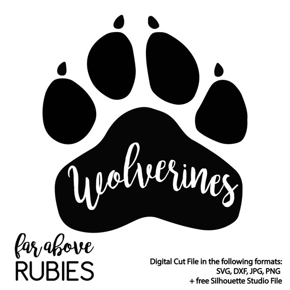 Wolverines Paw Print SVG & DXF Digital cut file for Silhouette