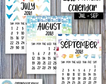 Watercolor calendar | Etsy