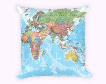 World map pillow | Etsy