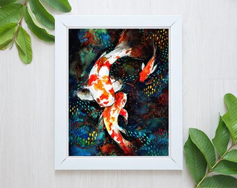 Koi fish art | Etsy